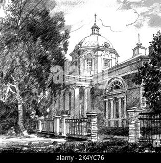 Architectural sketch of a classic buildings. Freehand pencil drawing of ...