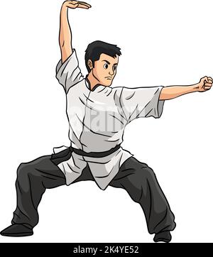 Kung Fu Colored Cartoon Illustration Stock Vector Image & Art - Alamy