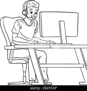 Gamer Coloring Page for Kids Stock Vector Image & Art - Alamy