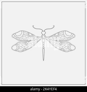 Art nouveau style dragonfly insect basic element. 1920-1930 years ...