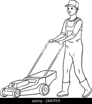 Lawn Mower Coloring Page for Kids Stock Vector Image & Art - Alamy