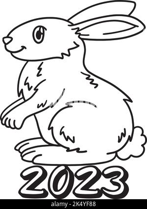 Year of Rabbit 2023 Isolated Coloring Page Stock Vector Image & Art - Alamy