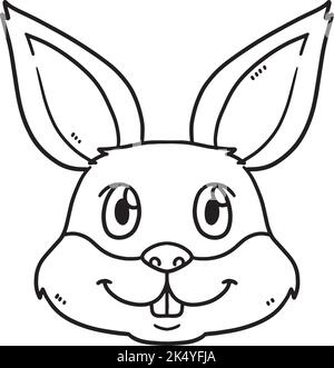 Rabbit Head Isolated Coloring Page for Kids Stock Vector Image & Art ...