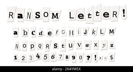 Blackmail note newspaper cutting letters vector. Criminal ransom ...