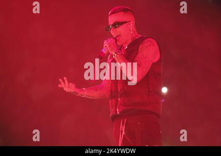 Italian rapper Sfera Ebbasta in concert during “Famoso tour 2022” at ...