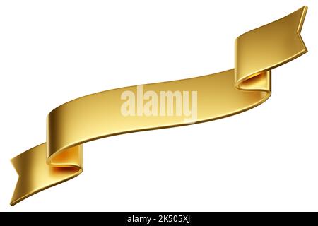 3d label ribbon. Glossy gold blank plastic banner for advertisment ...