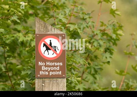 No horse riding forbidden sign symbol and text Stock Photo - Alamy