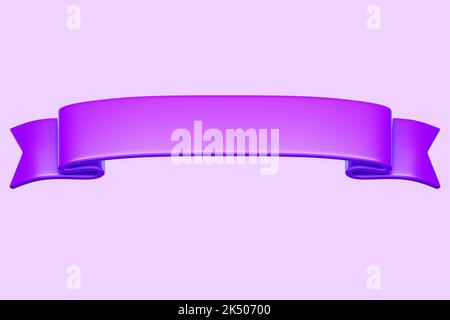 3d label ribbon. Glossy purple, violet blank plastic banner for ...