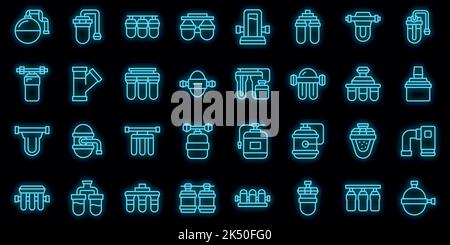 Reverse osmosis system icons set outline vector. Aqua filter. Water ...