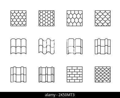 Roof tile or roof sheet icons. Vector illustration isolated on transparent background Stock ...