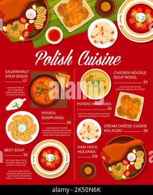 Polish cuisine food dishes menu, Poland traditional meat and fish ...