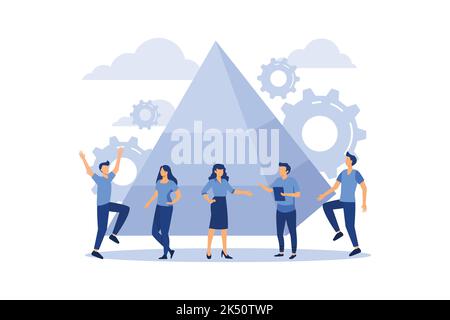 people connect the elements of the pyramid, vector illustration flat ...