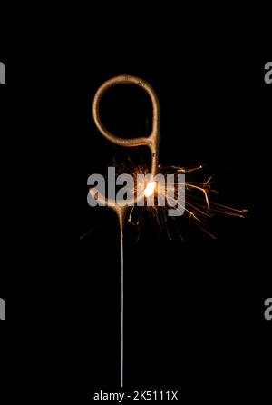 Golden burning candle number digit thirteen. Birthday greeting card ...