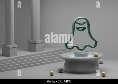 Beautiful abstract illustrations Green ghost symbol icon on a fountain ...