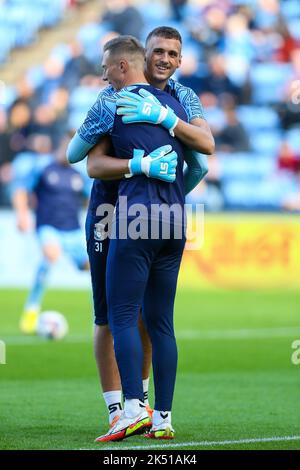 Coventry City goalkeepers Simon Moore and Ben Wilson arrive ahead of ...