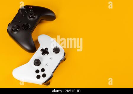 Gaming concept. Joystick on color background Stock Photo - Alamy
