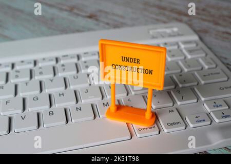 Computer system under construction, maintenance, repair concept. Safety ...