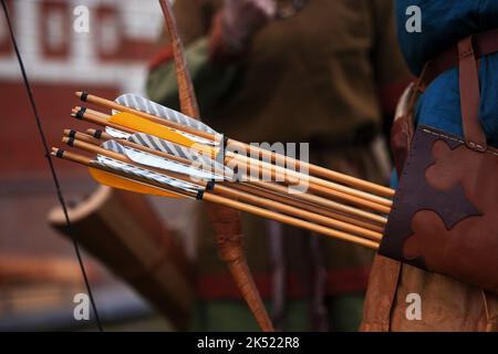 Wooden arrows for the bow. Hand crafted arrows in medieval style ...