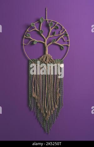 Tree of Life macrame handmade wall decoration with white leaves and ...
