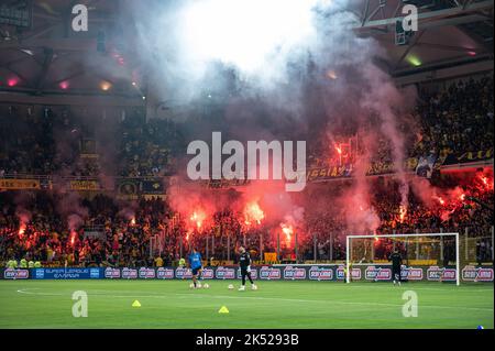 AEK FC fans during the first match in new stadium OPAP Arena Stock ...