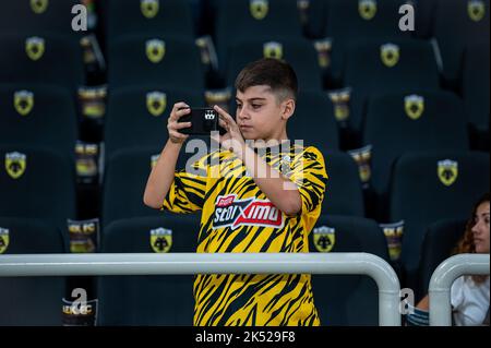 AEK FC fans during the first match in new stadium OPAP Arena Stock ...