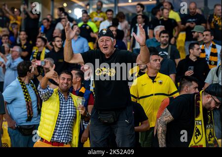 AEK FC fans during the first match in new stadium OPAP Arena Stock ...