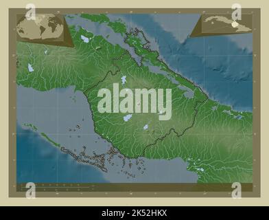 Camaguey, province of Cuba. Elevation map colored in sepia tones with ...