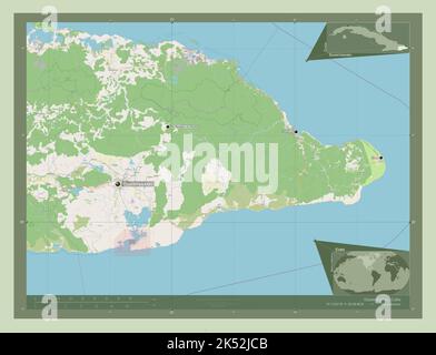 Guantanamo, province of Cuba. Open Street Map. Locations and names of ...
