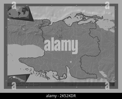 Matanzas, province of Cuba. Bilevel elevation map with lakes and rivers ...