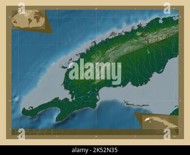 Pinar del Rio, province of Cuba. Grayscale elevation map with lakes and ...