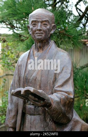 Inou Tadataka statue in the garden of his old house Katori city Japan ...