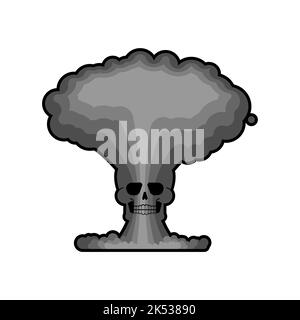 Nuclear explosion skull isolated. Atomic mushroom from nuclear bomb ...