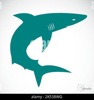 Blue shark icon vector symbol with round symbol. Flat design shark on ...
