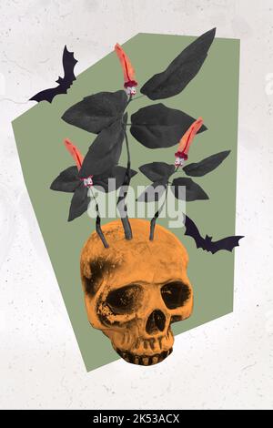 Creative abstract template graphics of scary red arm hanging ropes ...