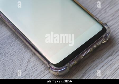 Burn-in OLED screen on Samsung phone. Visible marks, burnt screen on a ...
