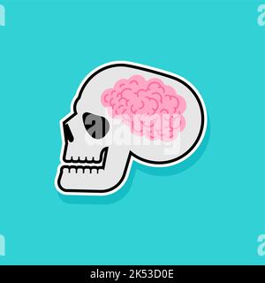 Brain inside skull Cartoon. Vector illustration Stock Vector Image ...