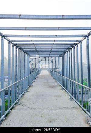 The unique interior of the bridge. Beautiful foot over bridge pathway ...
