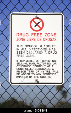 Drug Free Zone Sign Stock Photo - Alamy