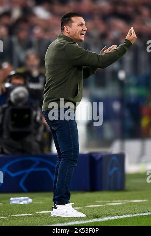 Turin, Italy . October 5, 2022, Barak Bakhar, head coach of Maccabi ...