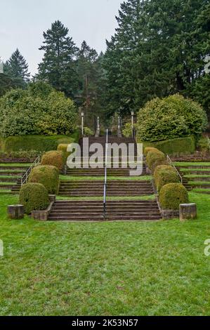 Stone stairs and landings at the International Rose Test Garden in ...
