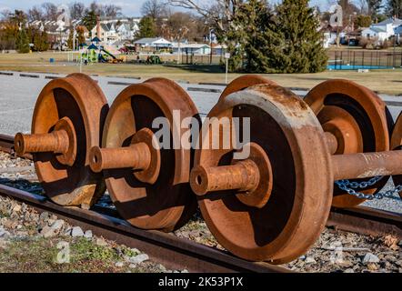 Train Wheels, New Freedom, Pennsylvania, USA Stock Photo - Alamy