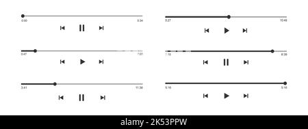 Audio or video player loading progress bar with time slider. Pause, shuffle, repeat, rewind and ...