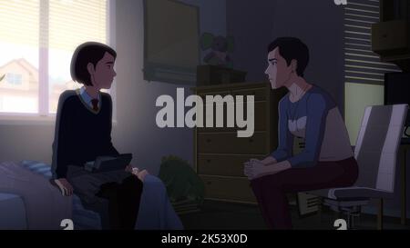 PANTHEON, from left: Maddie Kim (voice: Katie Chang), Ellen Kim (voice ...