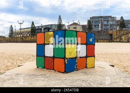 The Big Rubik's Cube on Maroubra Beach, Sydney, Australia Stock Photo ...