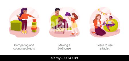 Cognitive skills development in early education isolated cartoon vector ...
