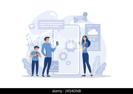 Weather forecast on modern smartphone white flat icons on color rounded ...