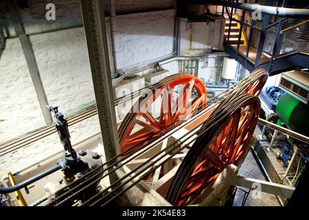 Detail of the machinery iused for the elevators nside the Eiffel tower ...