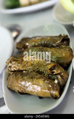 Turkish appetizer food ‘Stuffed Grape Leaves' (Turkish: Yaprak Sarma ...