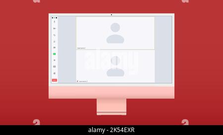 Video conference user interface, two users. Video conference calls ...