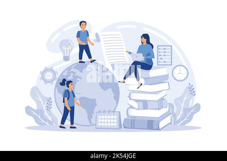 Acquire knowledge isolated cartoon vector illustrations set. University ...